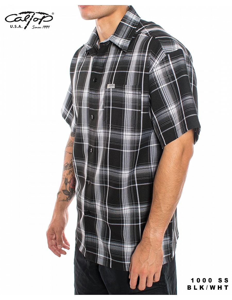 1000 Short Sleeve Plaid Color Base, Black, White