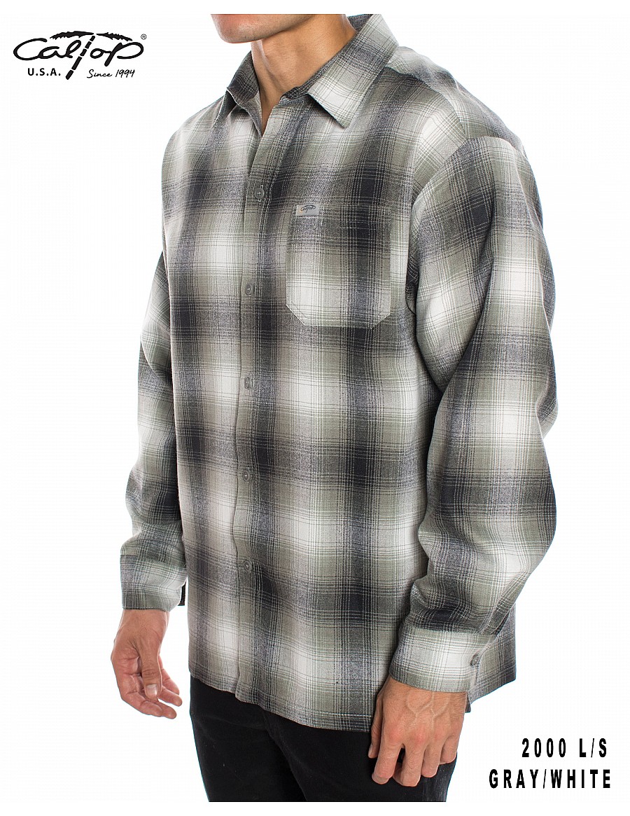 2000 Long Sleeve Plaid Color Base, GrAy, White