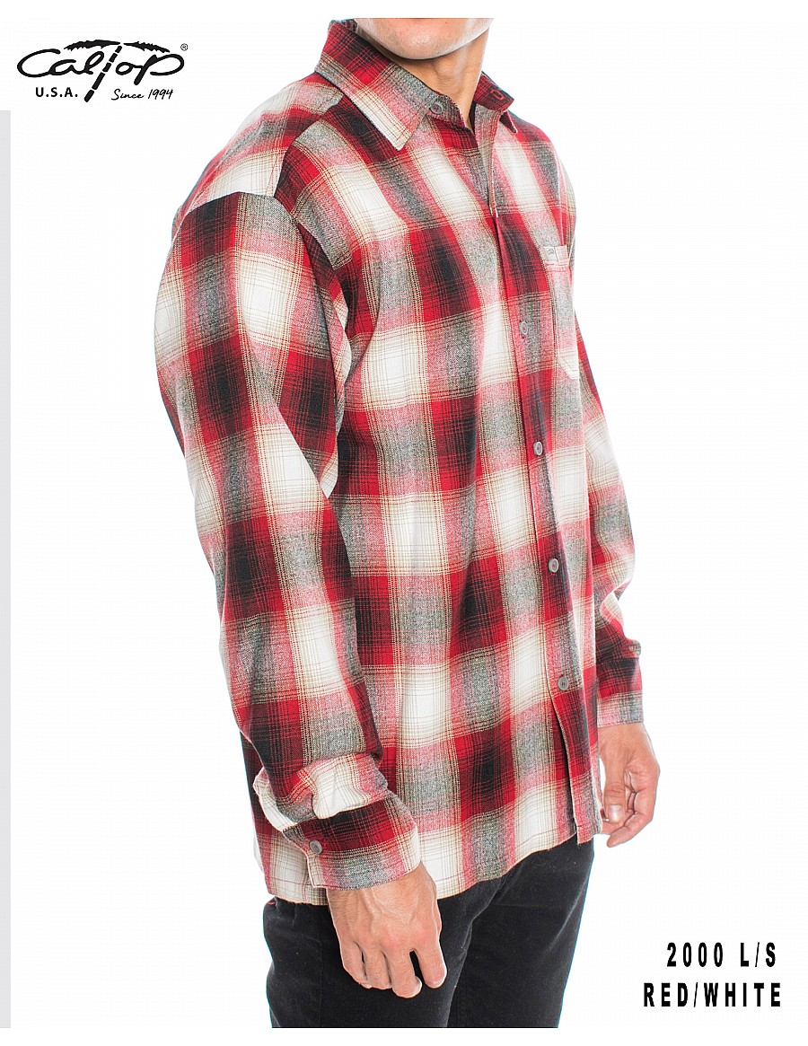 2000 Long Sleeve Plaid Color Base, Red, White