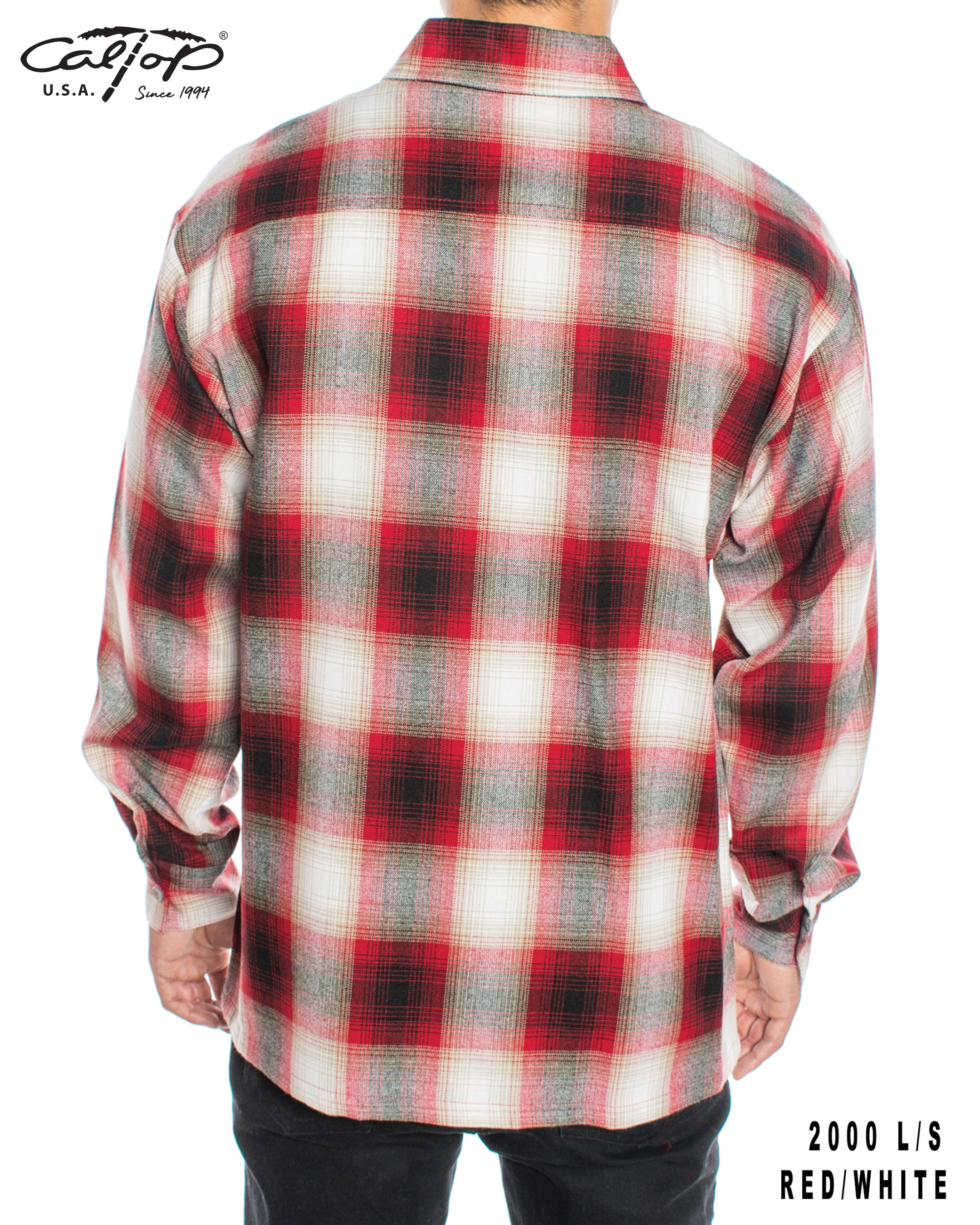 2000 Long Sleeve Plaid Color Base, Red, White