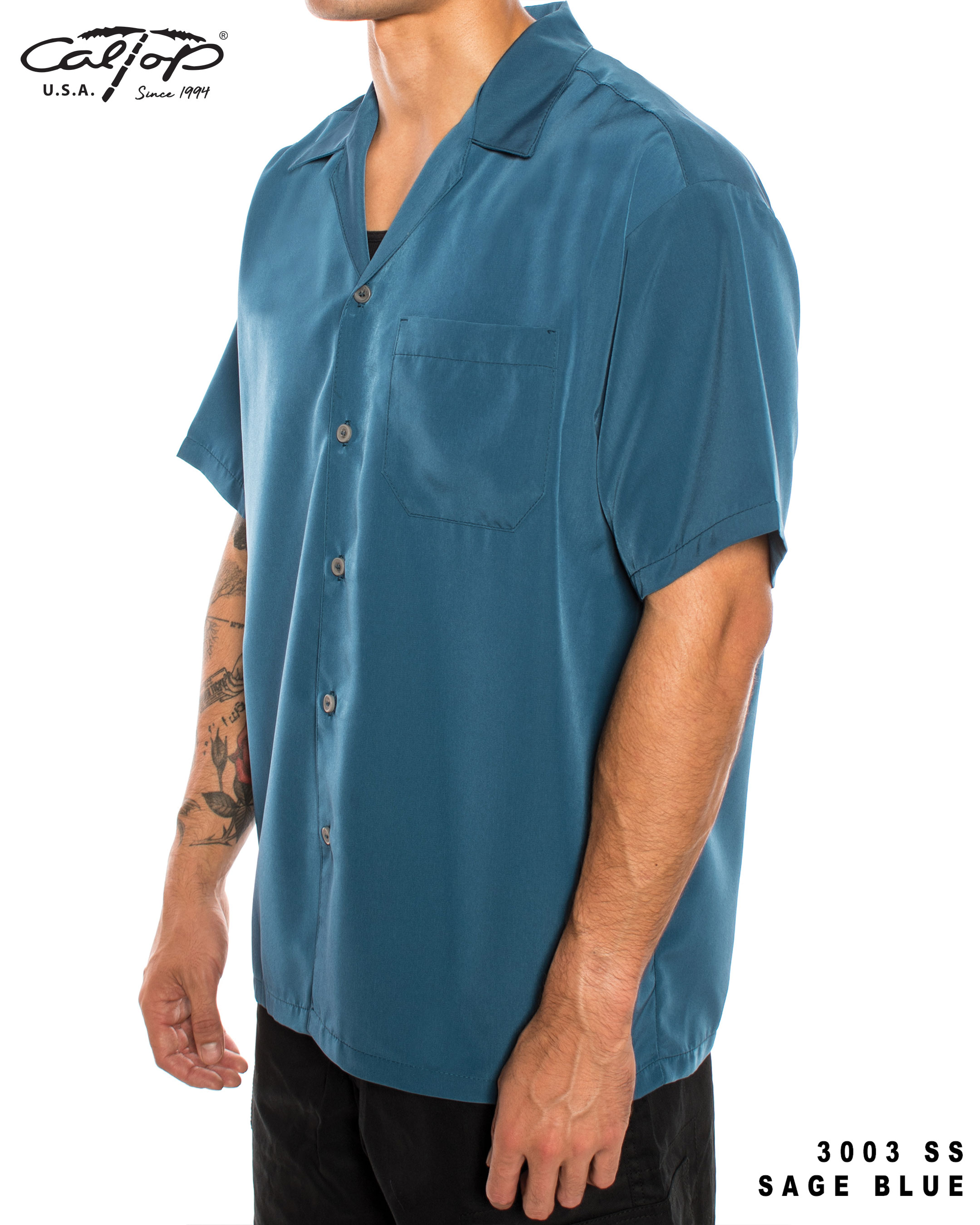 3003 Short Sleeve Solid Color, Sage Blue