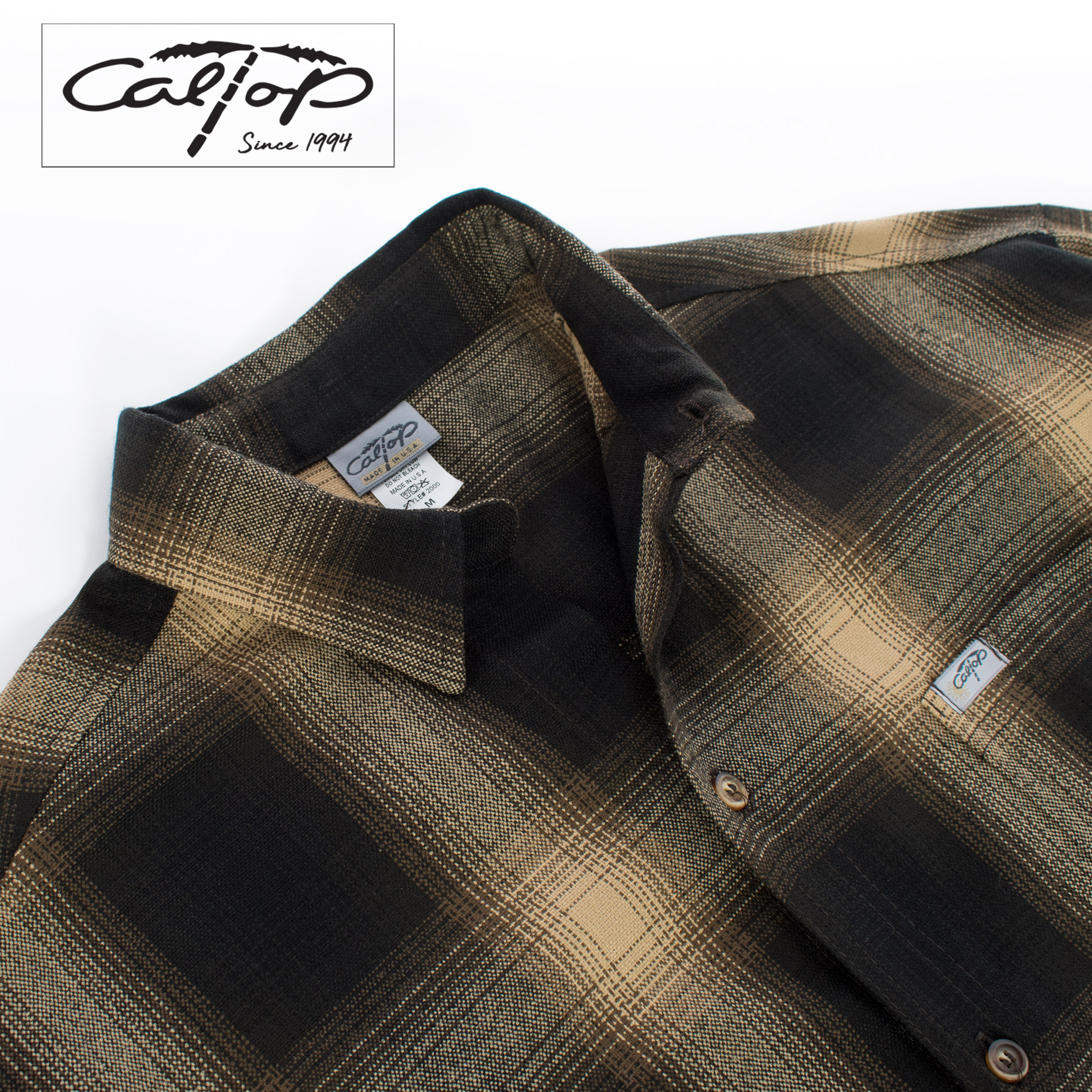 2000 Long Sleeve Plaid Color Base, Brown, Khaki