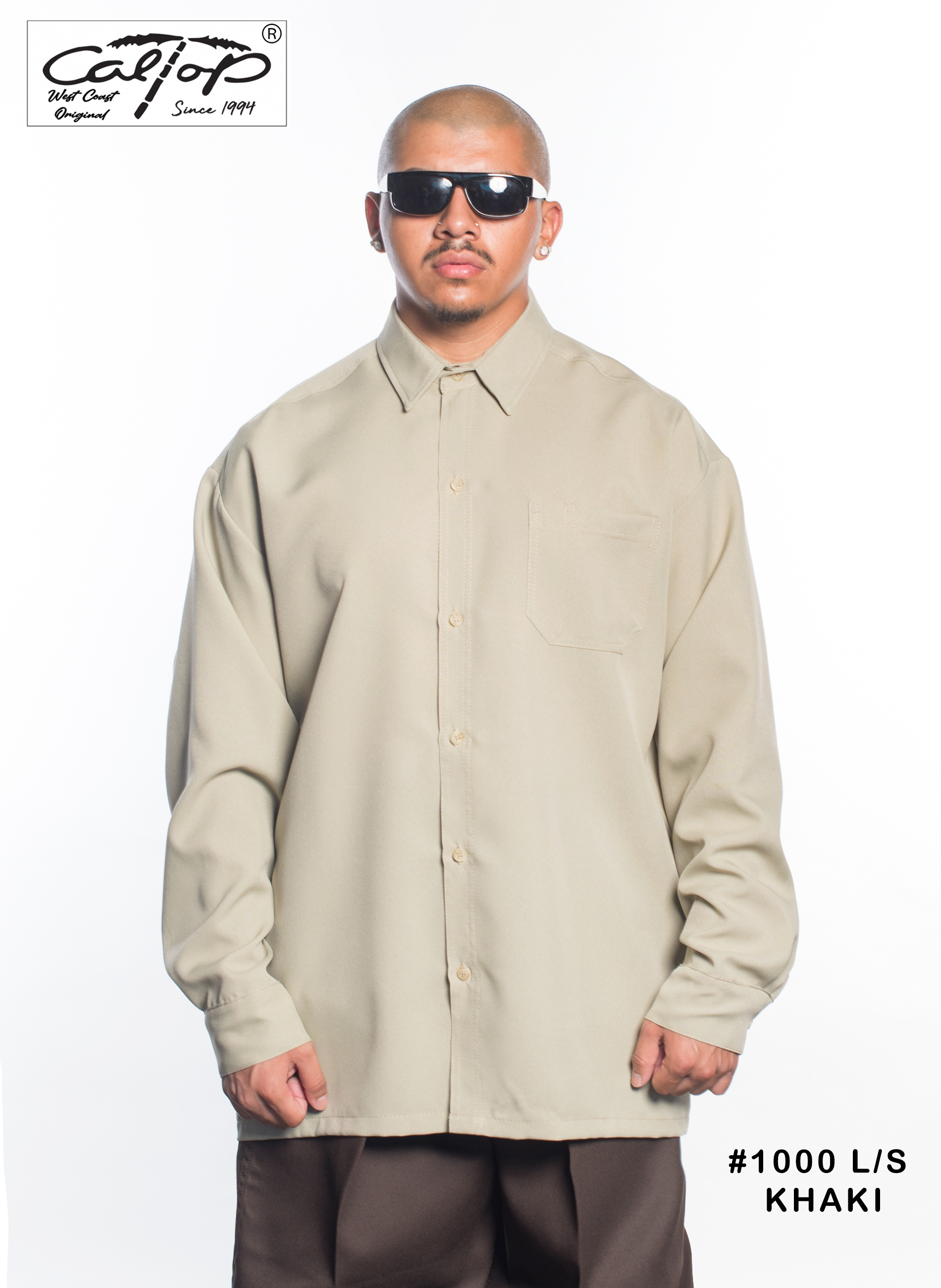 Caltop 1000 Khaki Long Sleeve Solid Flannel Shirt