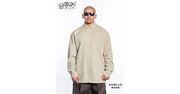 Caltop 1000 Khaki Long Sleeve Solid Flannel Shirt